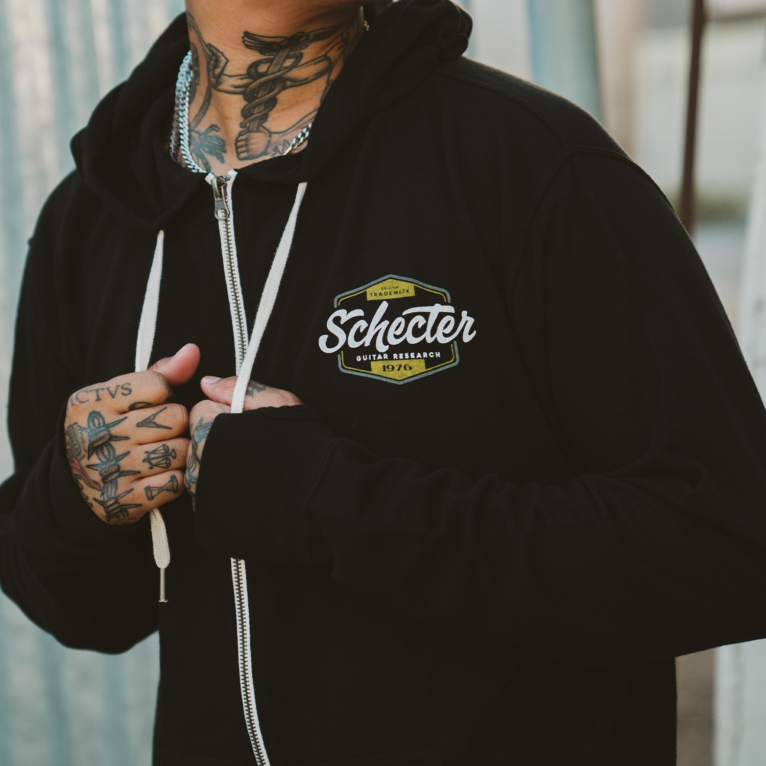 Original Trademark Schecter Guitar Research Zip-Up Hoodie