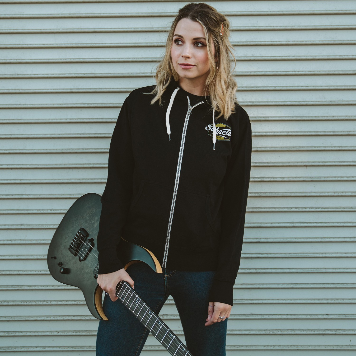 Original Trademark Schecter Guitar Research Zip-Up Hoodie